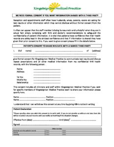 3rd Party Consent Form – Kingsteignton Medical Practice